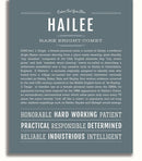 Hailee Personalized Name Meaning Art Prints – Name Stories