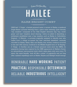 Hailee Personalized Name Meaning Art Prints – Name Stories