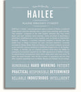 Hailee Personalized Name Meaning Art Prints – Name Stories