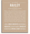 Hailey Personalized Name Meaning Art Prints – Name Stories