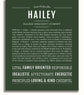 Hailey Personalized Name Meaning Art Prints – Name Stories