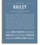 Hailey Personalized Name Meaning Art Prints – Name Stories