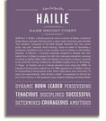 Hailie Personalized Name Meaning Art Prints – Name Stories