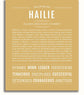 Hailie Personalized Name Meaning Art Prints – Name Stories