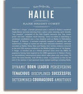 Hailie Personalized Name Meaning Art Prints – Name Stories