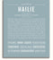Hailie Personalized Name Meaning Art Prints – Name Stories