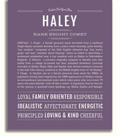 Haley Personalized Name Meaning Art Prints – Name Stories