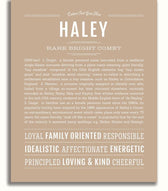 Haley Personalized Name Meaning Art Prints – Name Stories