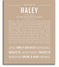 Haley Personalized Name Meaning Art Prints – Name Stories