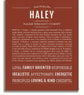 Haley Personalized Name Meaning Art Prints – Name Stories