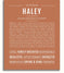 Haley Personalized Name Meaning Art Prints – Name Stories