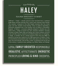 Haley Personalized Name Meaning Art Prints – Name Stories