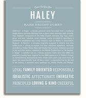 Haley Personalized Name Meaning Art Prints – Name Stories