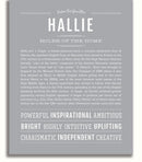 Hallie Personalized Name Meaning Art Prints – Name Stories