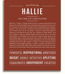 Hallie Personalized Name Meaning Art Prints – Name Stories