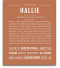 Hallie Personalized Name Meaning Art Prints – Name Stories