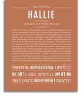 Hallie Personalized Name Meaning Art Prints – Name Stories