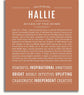 Hallie Personalized Name Meaning Art Prints – Name Stories
