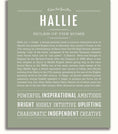 Hallie | Name Art Print – Name Stories