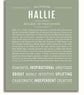 Hallie Personalized Name Meaning Art Prints – Name Stories