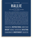 Hallie Personalized Name Meaning Art Prints – Name Stories