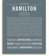 Hamilton Personalized Name Meaning Art Prints – Name Stories