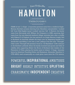 Hamilton Personalized Name Meaning Art Prints – Name Stories