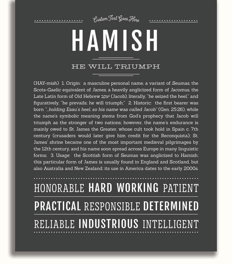 Hamish Personalized Name Meaning Art Prints – Name Stories