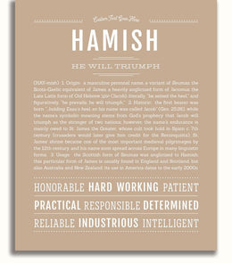 Hamish Personalized Name Meaning Art Prints – Name Stories