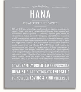 Hana Personalized Name Meaning Art Prints – Name Stories