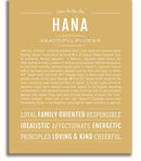 Hana Personalized Name Meaning Art Prints – Name Stories