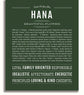 Hana Personalized Name Meaning Art Prints – Name Stories