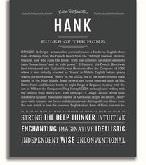Hank | Name Art Print – Name Stories