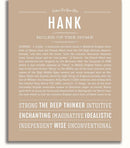 Hank Personalized Name Meaning Art Prints – Name Stories