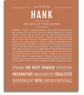 Hank Personalized Name Meaning Art Prints – Name Stories