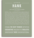Hank Personalized Name Meaning Art Prints – Name Stories