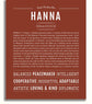 Hanna Personalized Name Meaning Art Prints – Name Stories
