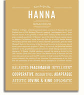 Hanna Personalized Name Meaning Art Prints – Name Stories