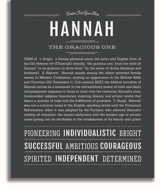 Hannah Personalized Name Meaning Art Prints – Name Stories