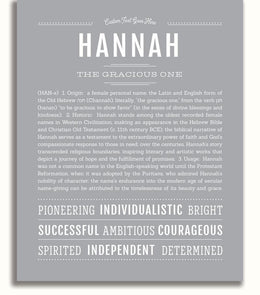 Hannah Personalized Name Meaning Art Prints – Name Stories