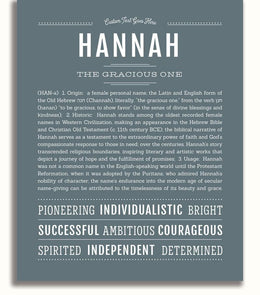 Hannah Personalized Name Meaning Art Prints – Name Stories