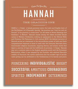 Hannah Personalized Name Meaning Art Prints – Name Stories