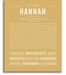 Hannah Personalized Name Meaning Art Prints – Name Stories