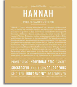 Hannah Personalized Name Meaning Art Prints – Name Stories