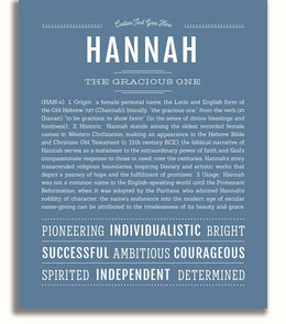 Hannah Personalized Name Meaning Art Prints – Name Stories