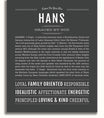 Hans | Name Art Print – Name Stories