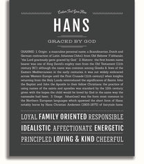 Hans | Name Art Print – Name Stories