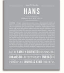Hans Personalized Name Meaning Art Prints – Name Stories
