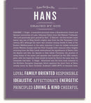 Hans | Name Art Print – Name Stories