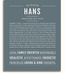Hans | Name Art Print – Name Stories
